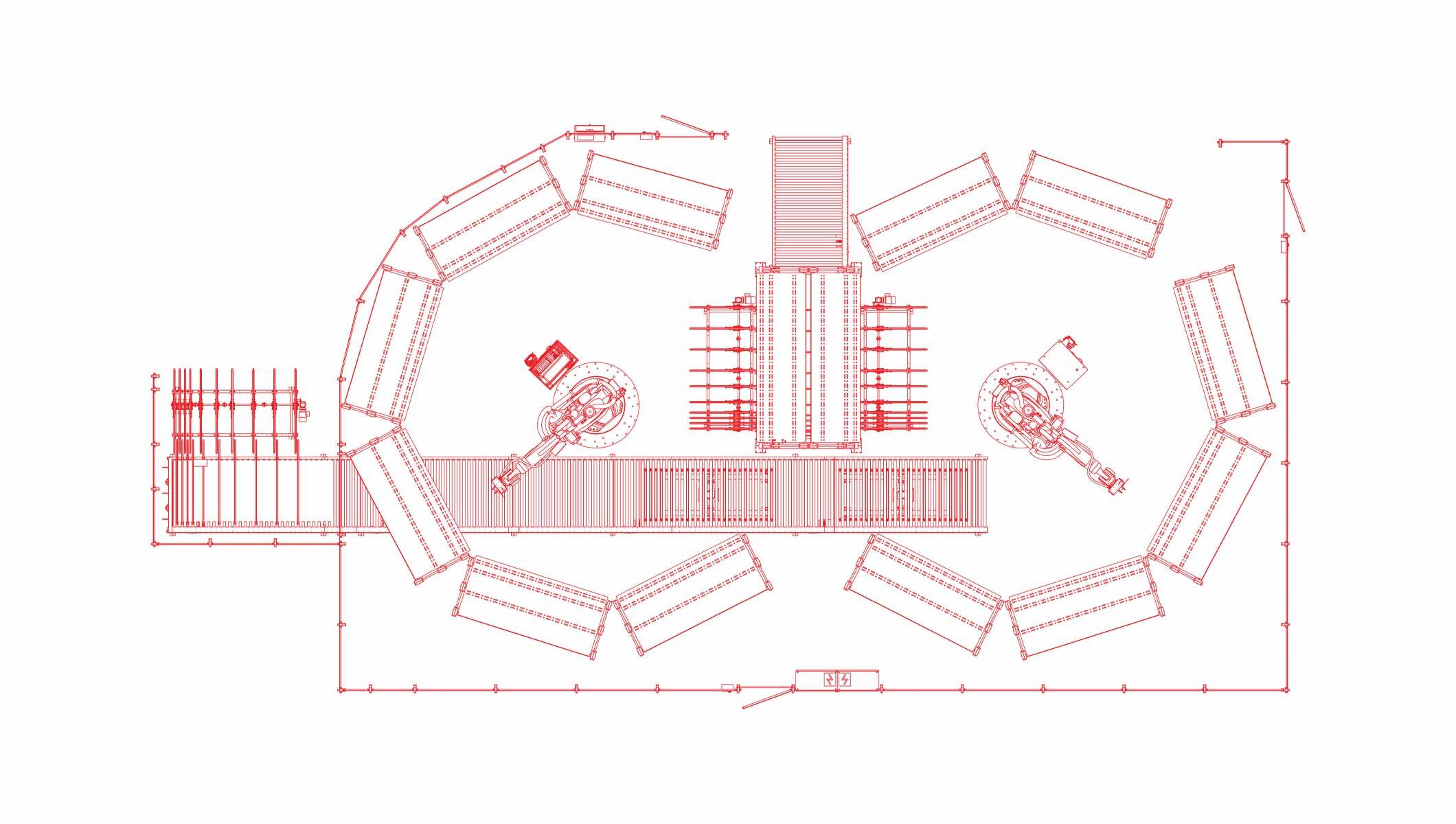 Sorting cell with two robots in parallel - Output 1000 pcs/shift